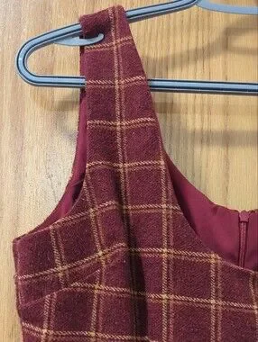 Lindy Bop | Dresses | Lindy Bop Burgundy Plaid Pinafore Style Midi ...